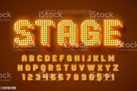 복고풍 쇼 알파벳 디자인 카바레 Led 램프 문자와 숫자 Burlesque에 대한 스톡 벡터 아트 및 기타 이미지
