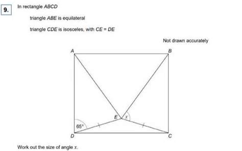 9 In Rectangle A B C D Triangle A B E Is Equilateral Triangle C D E Is Isosceles With C Ed E Not