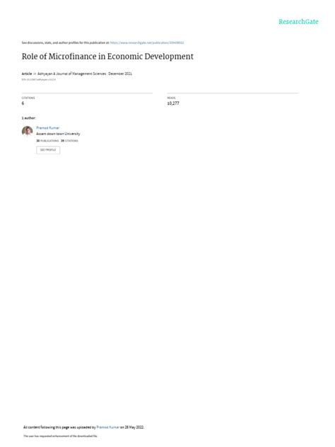 2021 Ijpr Roleof Microfinancein Economic Development Adhyayan Vol 11