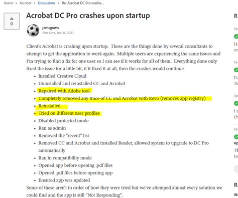 solved acrobat dc pro crashes upon startup adobe product community
