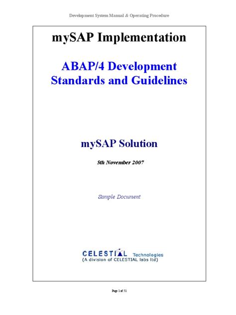 Abap Development Standards And Guidelines Secured 3 Pdf Subroutine