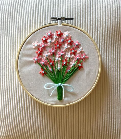 Embroidery Hoop Flower Bouquet Etsy
