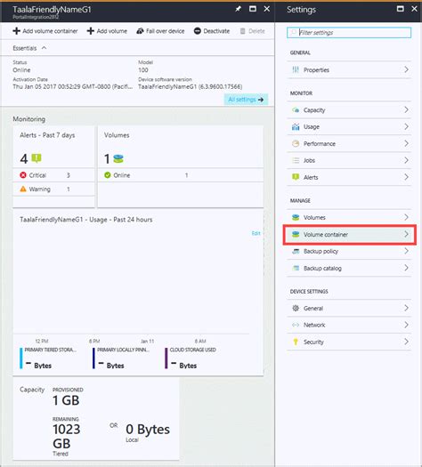 manage volume containers for storsimple 8000 series devices microsoft