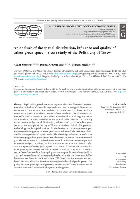 Pdf An Analysis Of The Spatial Distribution Influence And Quality Of