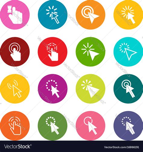 Mouse Pointer Icons Many Colors Set Royalty Free Vector