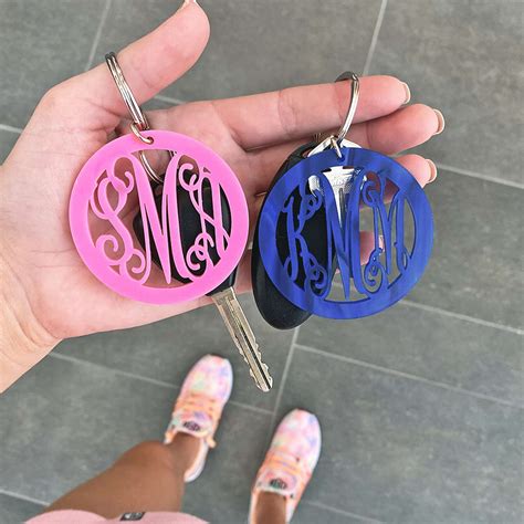 Acrylic Monogrammed Keychain Variety Of Colors Marleylilly