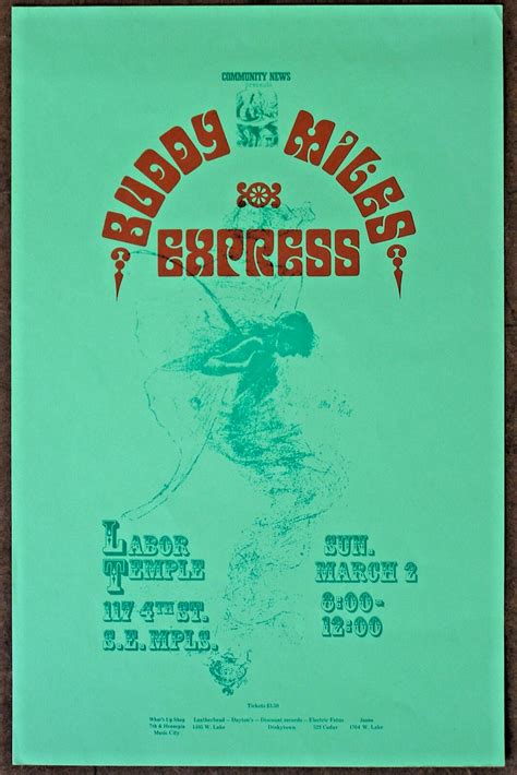 1969 Buddy Miles Express Concert Poster Minneapolis Ebay