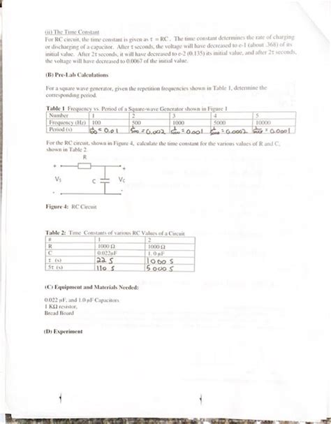 Solved Figure RC Circuit For Experiment Step Build Chegg Com