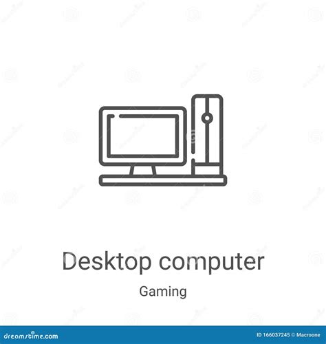 Desktop Computer Icon Vector From Gaming Collection Thin Line Desktop Computer Outline Icon