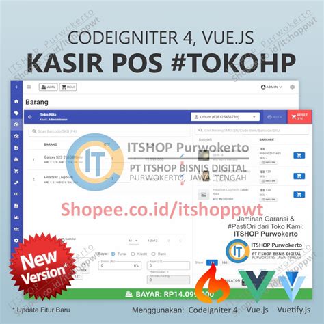 Jual Source Code Aplikasi Web Kasir Aksapos Edisi Tokohp Codeigniter 4