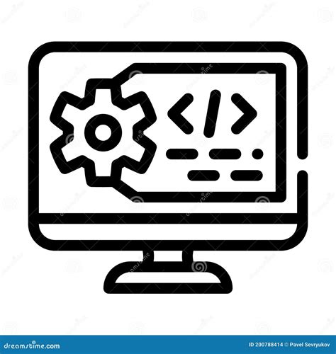 Working Code Computer Screen Line Icon Vector Illustration Stock Vector Illustration Of Sign