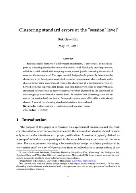 PDF Clustering Standard Errors At The Session Level