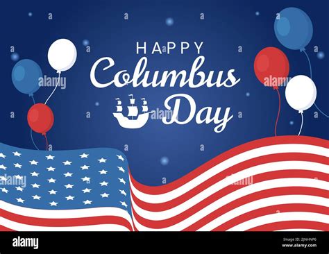 Happy Columbus Day National Holiday Hand Drawn Cartoon Illustration