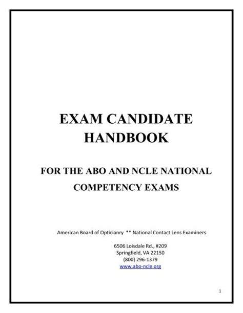 Exam Candidate Handbook Abo Ncle