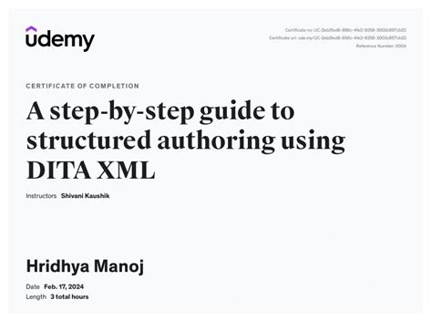 Hridhya Manoj On Linkedin Udemycourse Udemycertification Ditaxml Technicalwriting