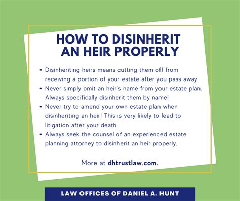 How To Disinherit An Heir Properly • Law Offices Of Daniel Hunt