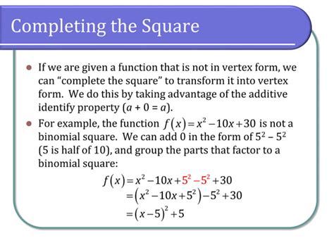 3 1 Quadratic Functions And Models Ppt