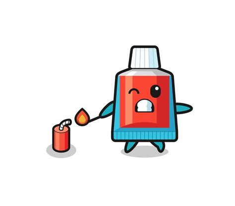 Premium Vector Toothpaste Mascot Illustration Playing Firecracker