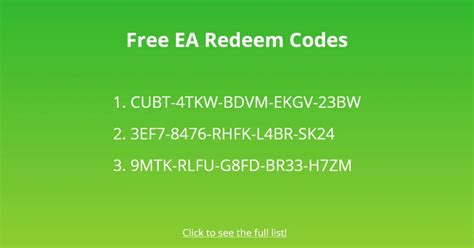 30 Free Ea Redeem Codes Followchain