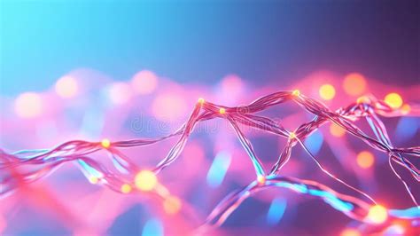 Experience A Vibrant Digital Landscape Filled With Glowing Particles And A Network Of