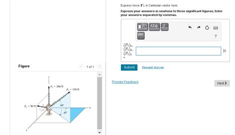Solved Express Force F In Cartesian Vector Form Express Chegg