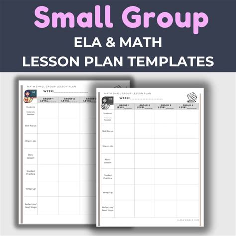 Small Group Lesson Plan Templates For Reading And Math Grades