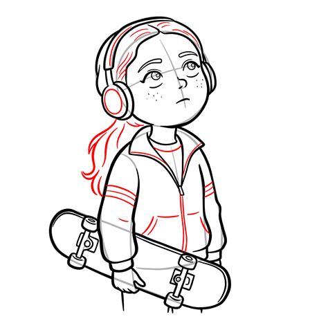 How To Draw Max Mayfield With Skateboard And Headphones