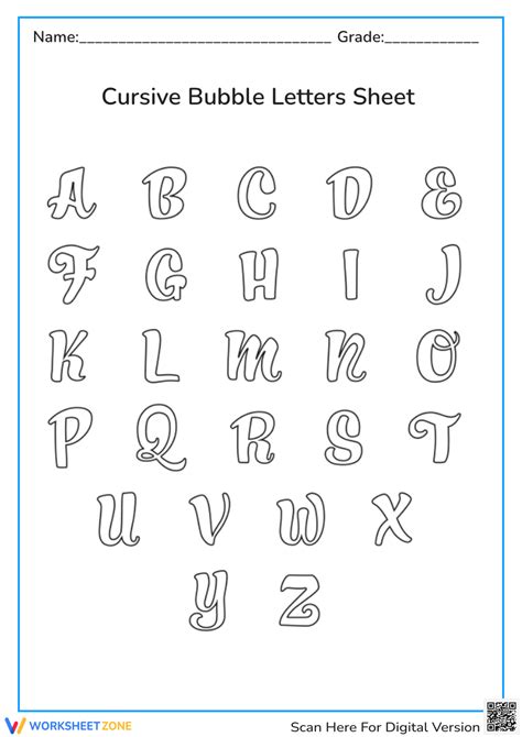 Alphabet Letters In Cursive Bubble Writing