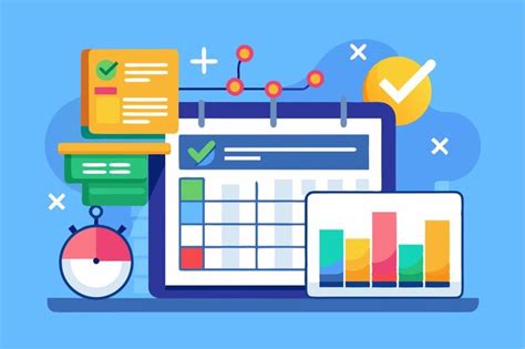 A Colorful Digital Schedule Displays Tasks Charts And Checklists To Enhance Productivity And