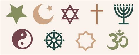 Mundo Religioso Símbolo Conjunto Elementos Colección De Forma Silueta Islam Judaísmo