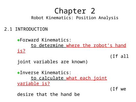 Ppt Chapter 2 Robot Kinematics Position Analysis 21 Introduction Forward Kinematics To