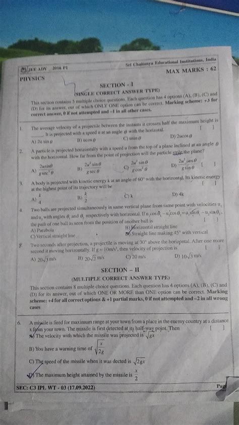 Section Ii Multiple Correct Answer Type This Section Contains 8 Multi