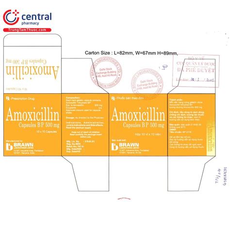 ChÍnh HÃng Thuốc Amoxicillin Capsules Bp 500mg Brawn