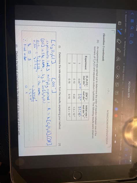 Ib Chem Experimental Rate Can Someone Please Show Me How To Solve This