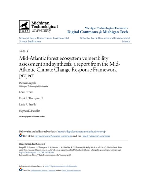 Pdf Mid Atlantic Forest Ecosystem Vulnerability Assessment And