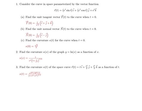 solved 1 consider the curve in space parameterized by the