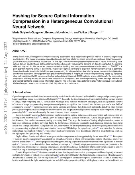 Pdf Hashing For Secure Optical Information Compression In A Heterogeneous Convolutional Neural