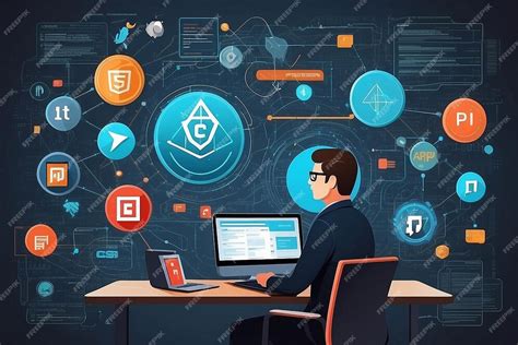 Html And Css Collage Concept Person Programming And Api Integration