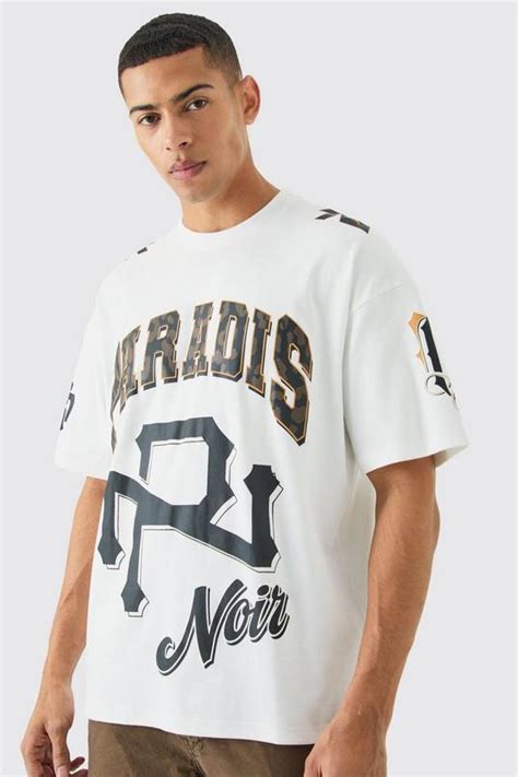 Oversized Interlock Dark Tropics T Shirt Boohoo Uk