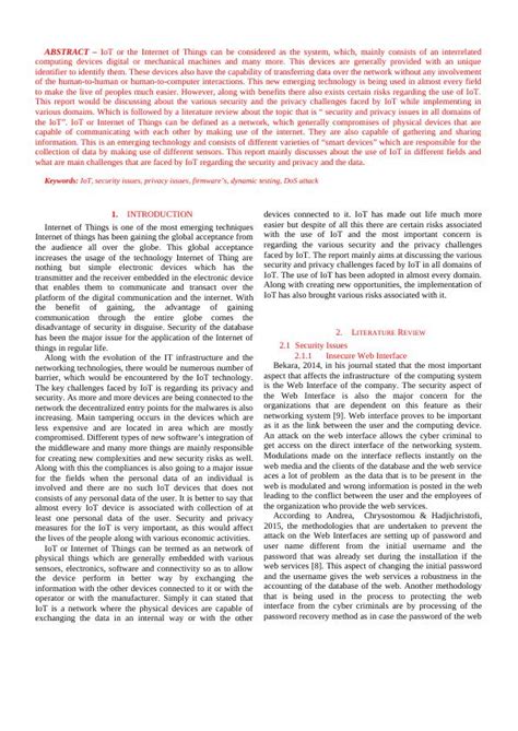 Security And Privacy Issues In Iot Desklib