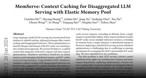 Paper Page Memserve Context Caching For Disaggregated Llm Serving With Elastic Memory Pool