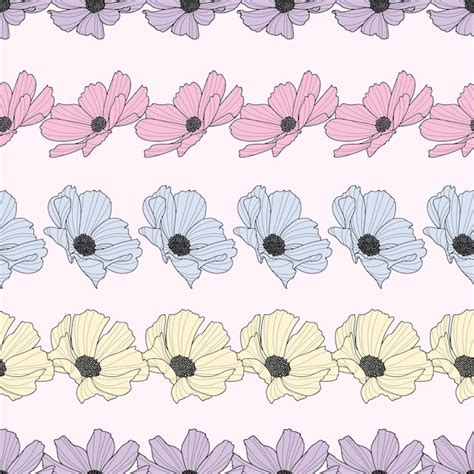 Premium Vector Garden Cosmos Flower Repeat Pattern Vector Spring Design