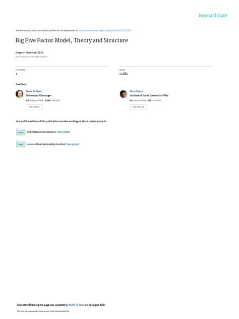 Article Big Five Factor Model Theory And Structure Pdf Extraversion And Introversion