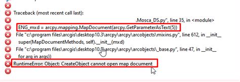Arcmap Arcpy Script Toolbox CreateObject Cannot Open Map Document