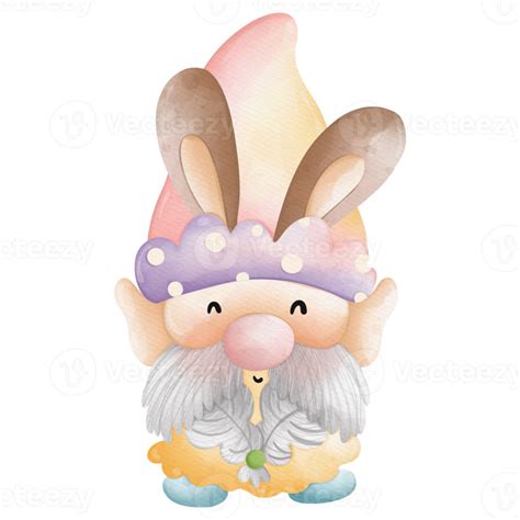 Watercolor Cute Easter Gnome Bunny Gnome Rabbit Gnome Easter Elements