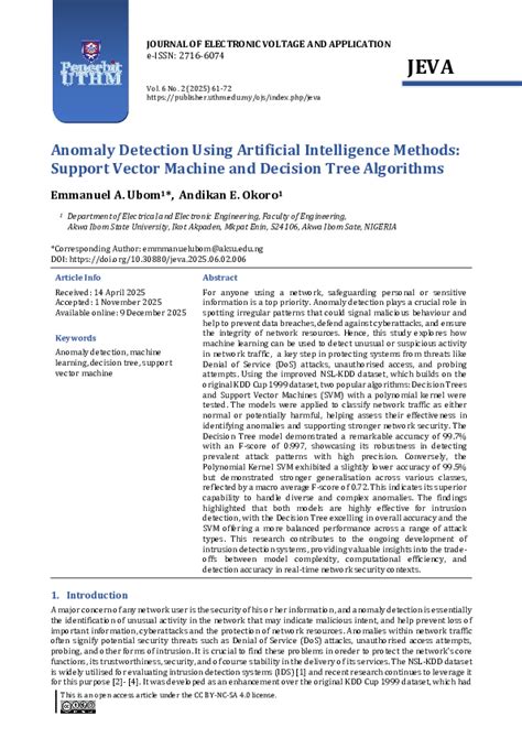 Pdf Anomaly Detection Using Artificial Intelligence Methods Support
