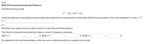 Consider The Spring Model Where The Linear Part Of Chegg Com