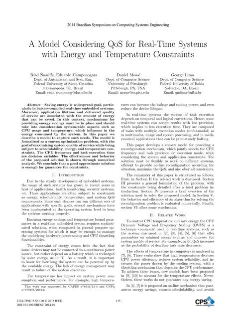 Pdf A Model Considering Qos For Real Time Systems With Energy And Temperature Constraints