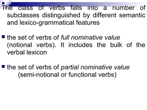 The Verb Classification Ppt