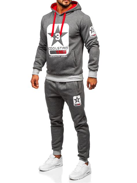 Chándal Con Capucha Para Hombre Grafito Bolf 8c59 Gris Grafito